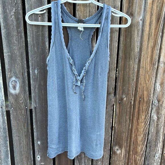 We The Free | Tops | We The Free L Tank Top Racer Back Gray Lace Trim ...